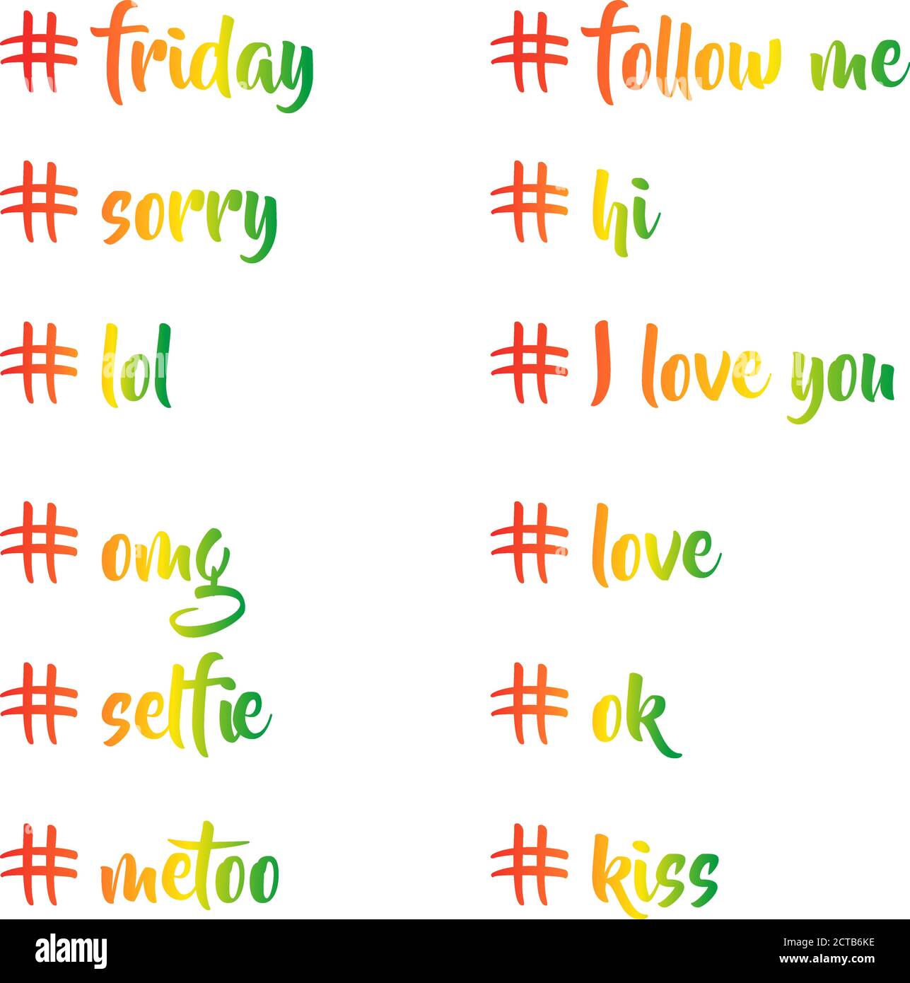 Set of words with the hashtag The trend calligraphy. Vector ...