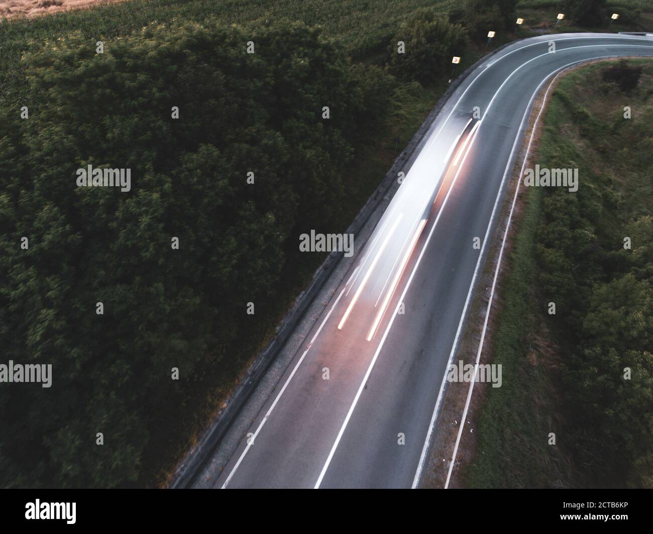 Long exposure drone shot cars Stock Photo - Alamy