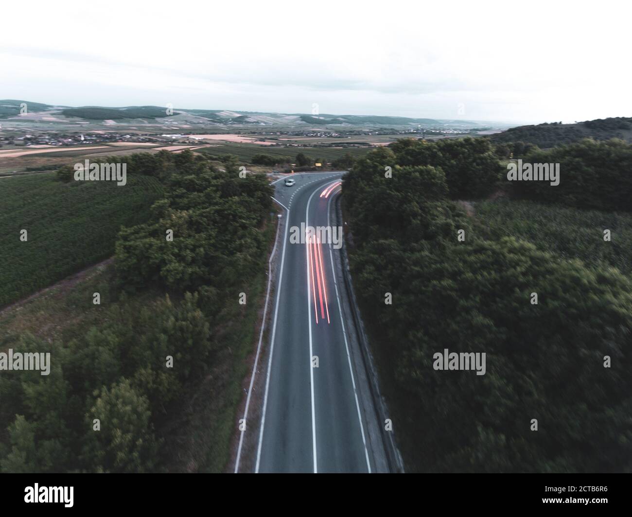 Long exposure drone shot cars Stock Photo - Alamy