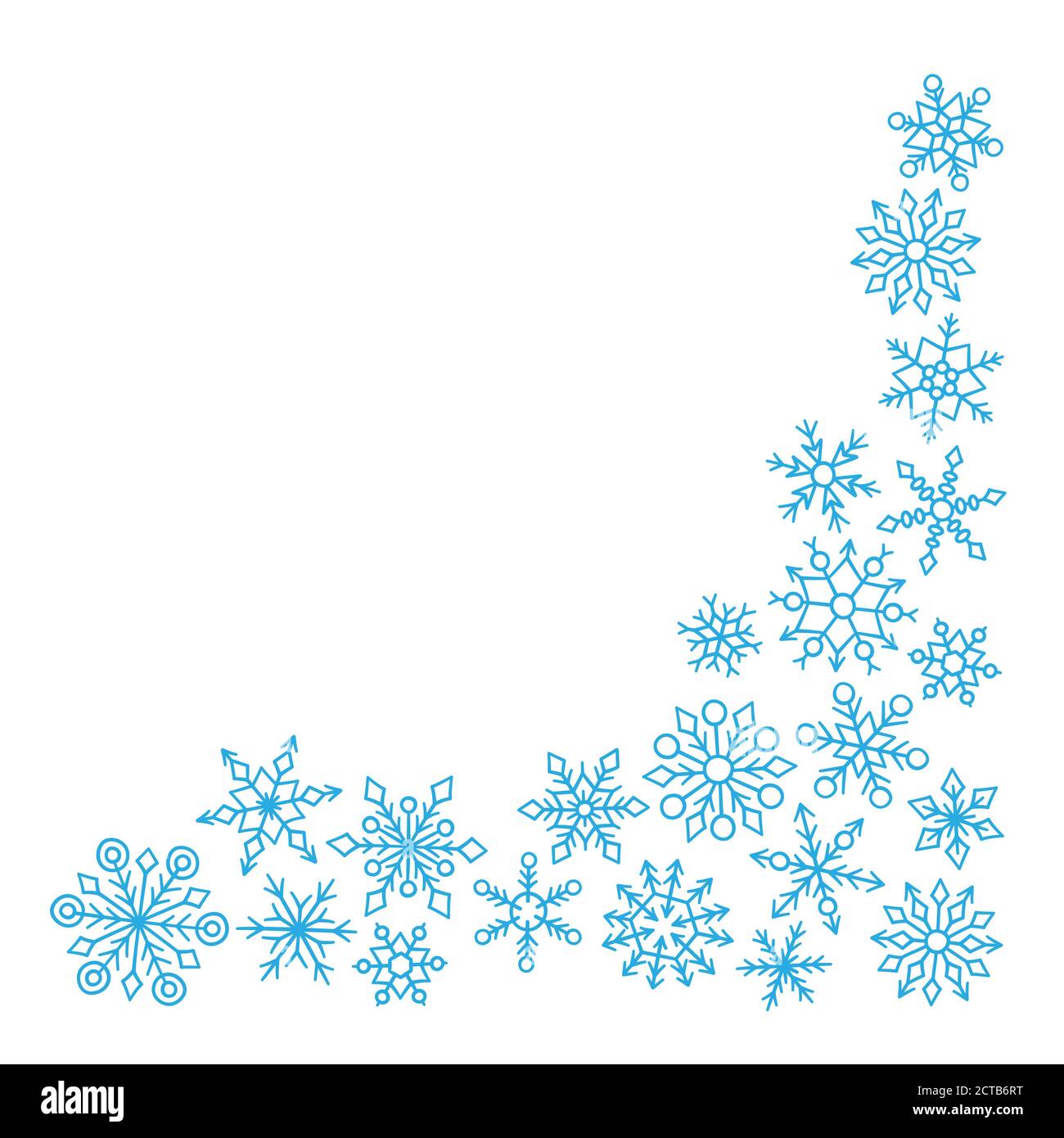 Frame with cute hand drawn winter snowflakes on white background ...