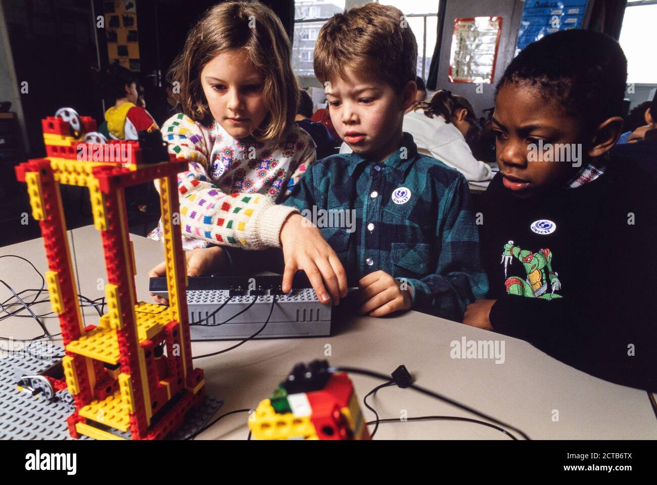 Children using Lego Teknik and the console at John Betts Primary School ...