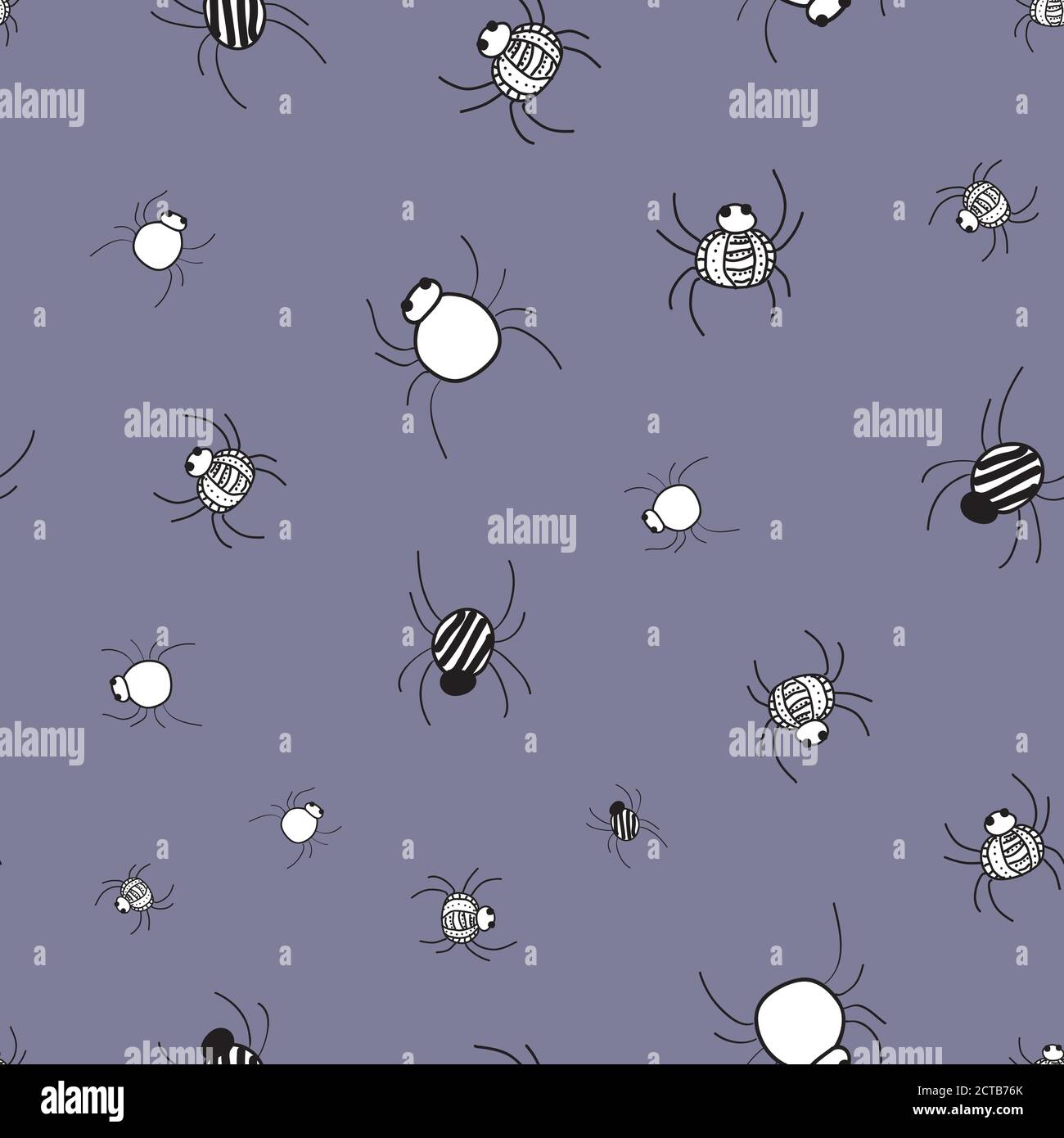 Creepy Crawies Spiders pattern on blue background seamless vector ...