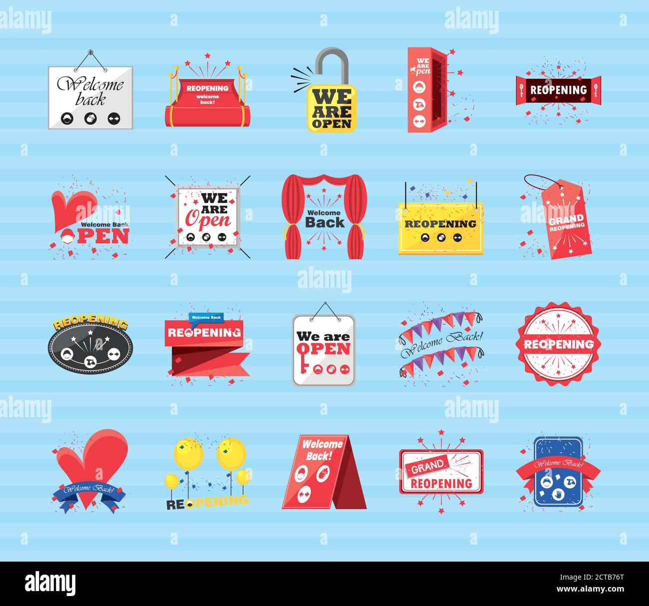 reopening detailed style icons bundledesign of shopping and covid 19 ...