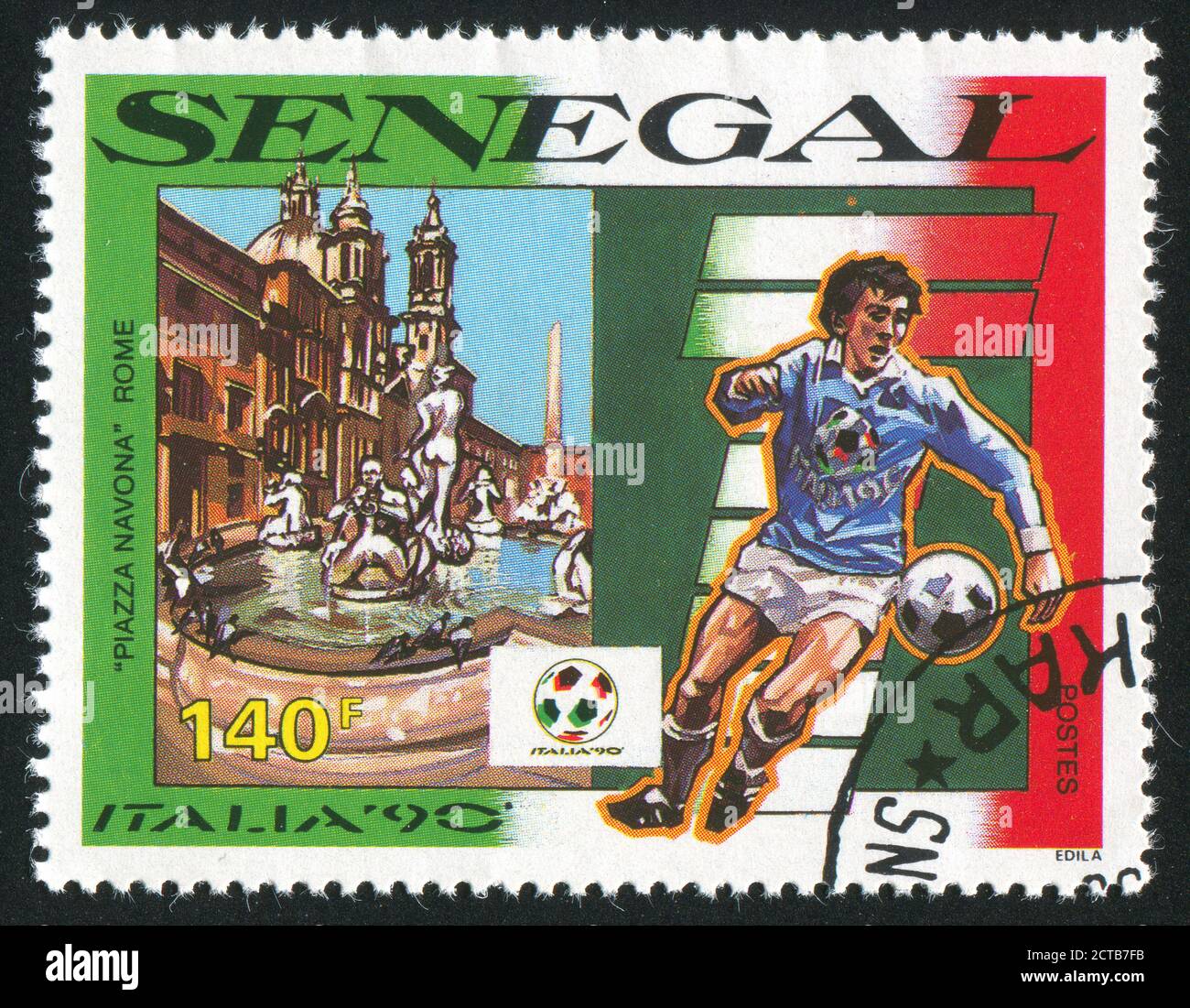 SENEGAL - CIRCA 1990: stamp printed by Senegal, shows Piazza Navona ...