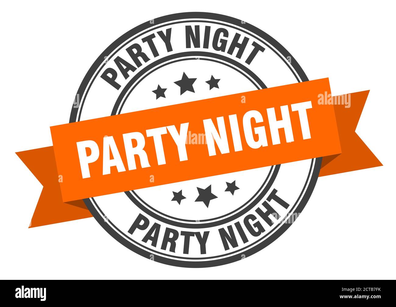 party night label sign. round stamp. ribbon. band Stock Vector Image ...