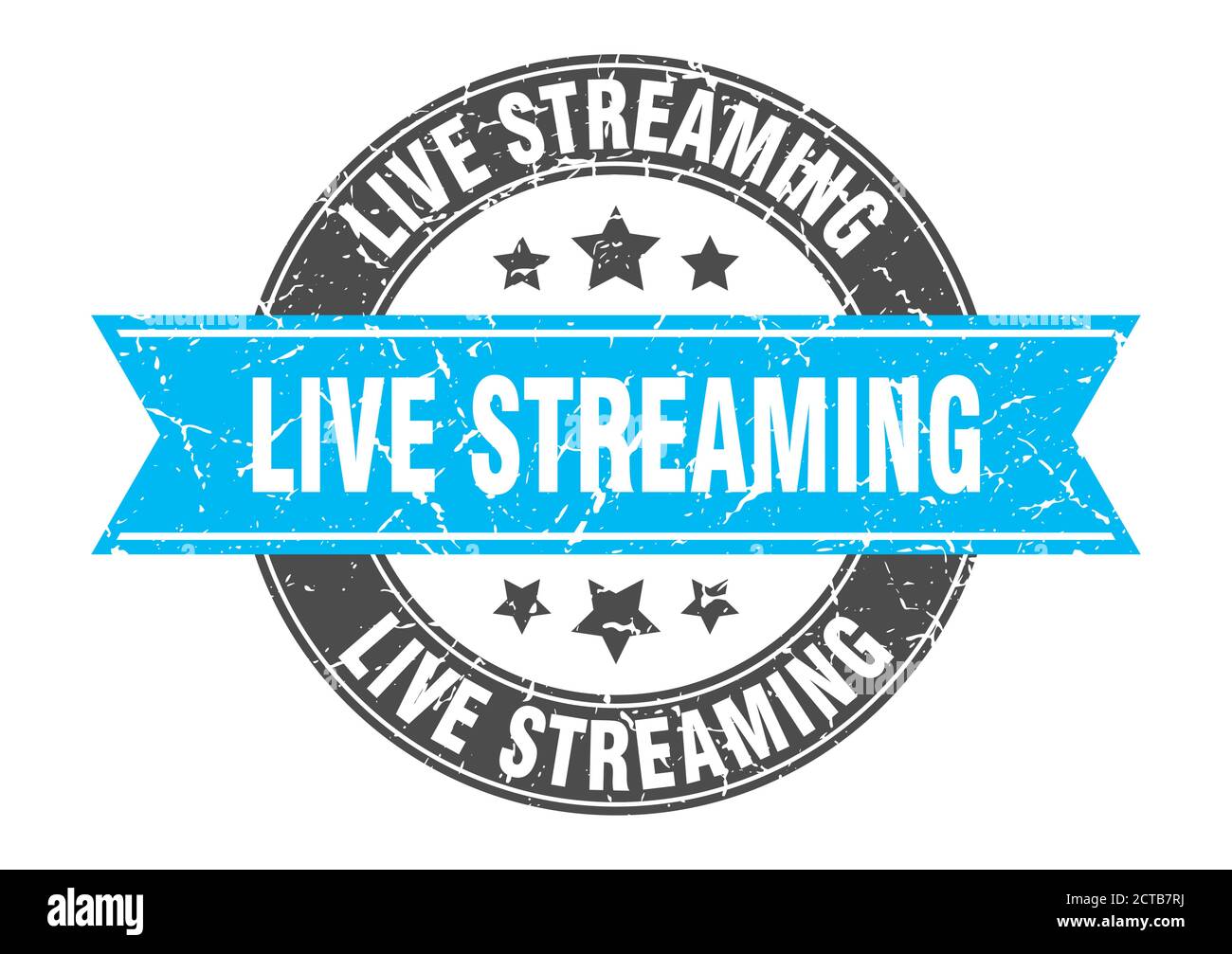 live streaming round stamp with ribbon. sign. label Stock Vector Image ...