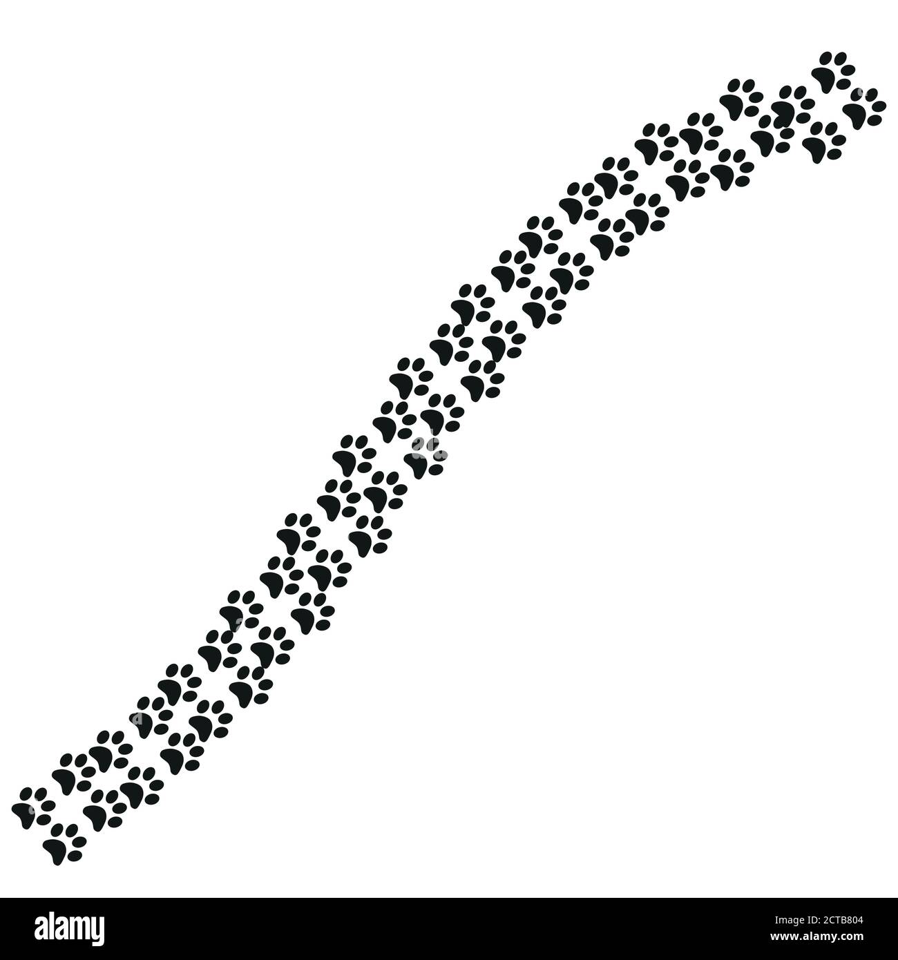 Footpath trail of animal. Dog or cat paws print. Trail footpath wildlife, footprint silhouette ...