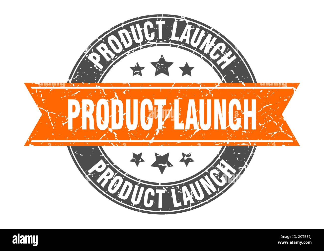 product launch round stamp with ribbon. sign. label Stock Vector Image ...