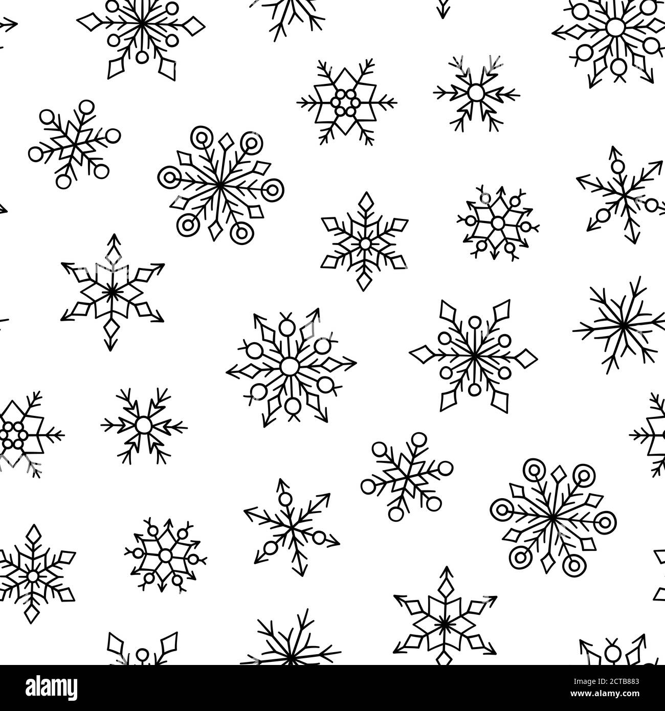 Seamless pattern with winter snowflakes. Hand drawn snowfall texture ...