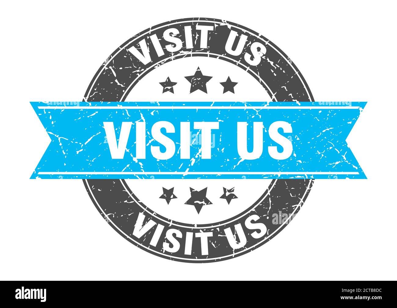 visit us round stamp with ribbon. sign. label Stock Vector Image & Art ...