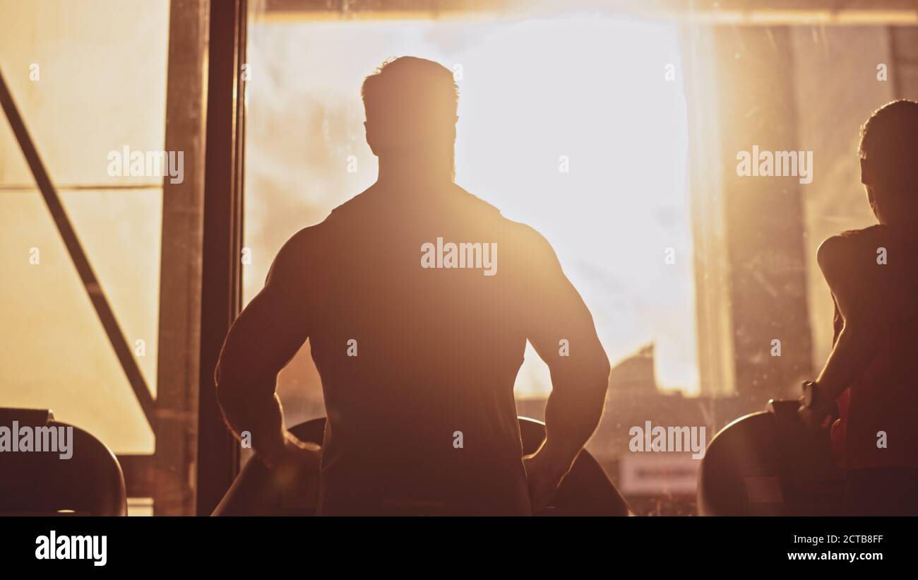 Athletic Muscular Man Running on a Treadmill, Leg and Cardio Day ...