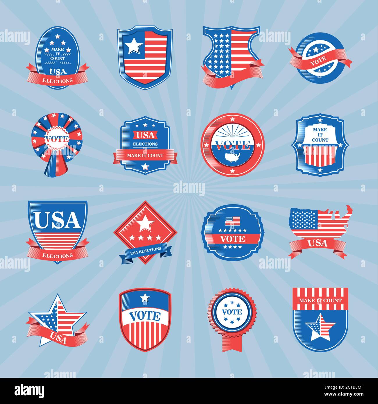 usa elections and vote detailed style icons collection design ...