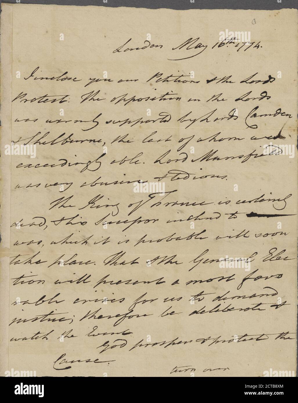 Letter from Arthur Lee, text, Correspondence, 1774 Stock Photo - Alamy
