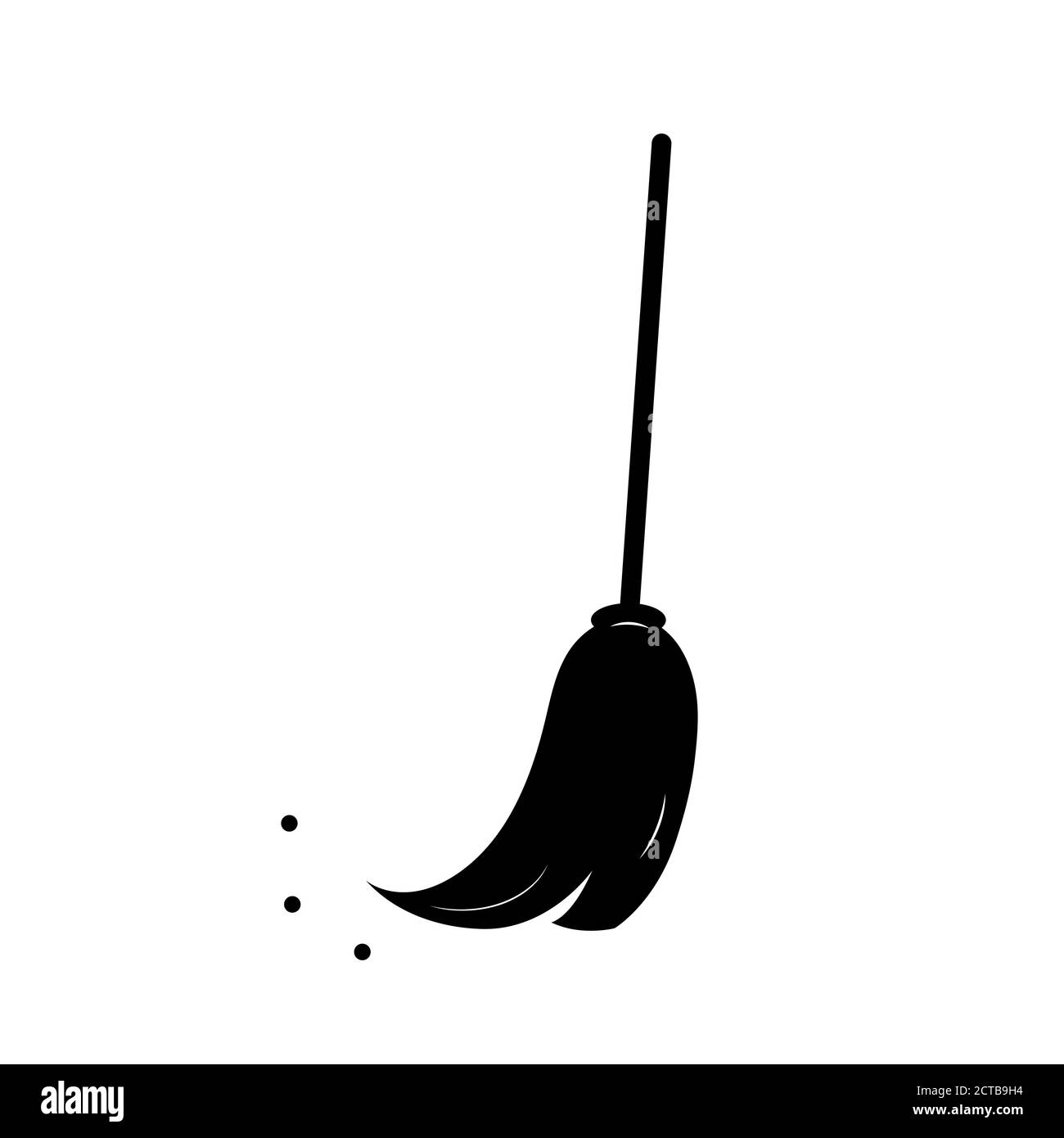 Broom and dust icon, black isolated element. white background. Vector ...