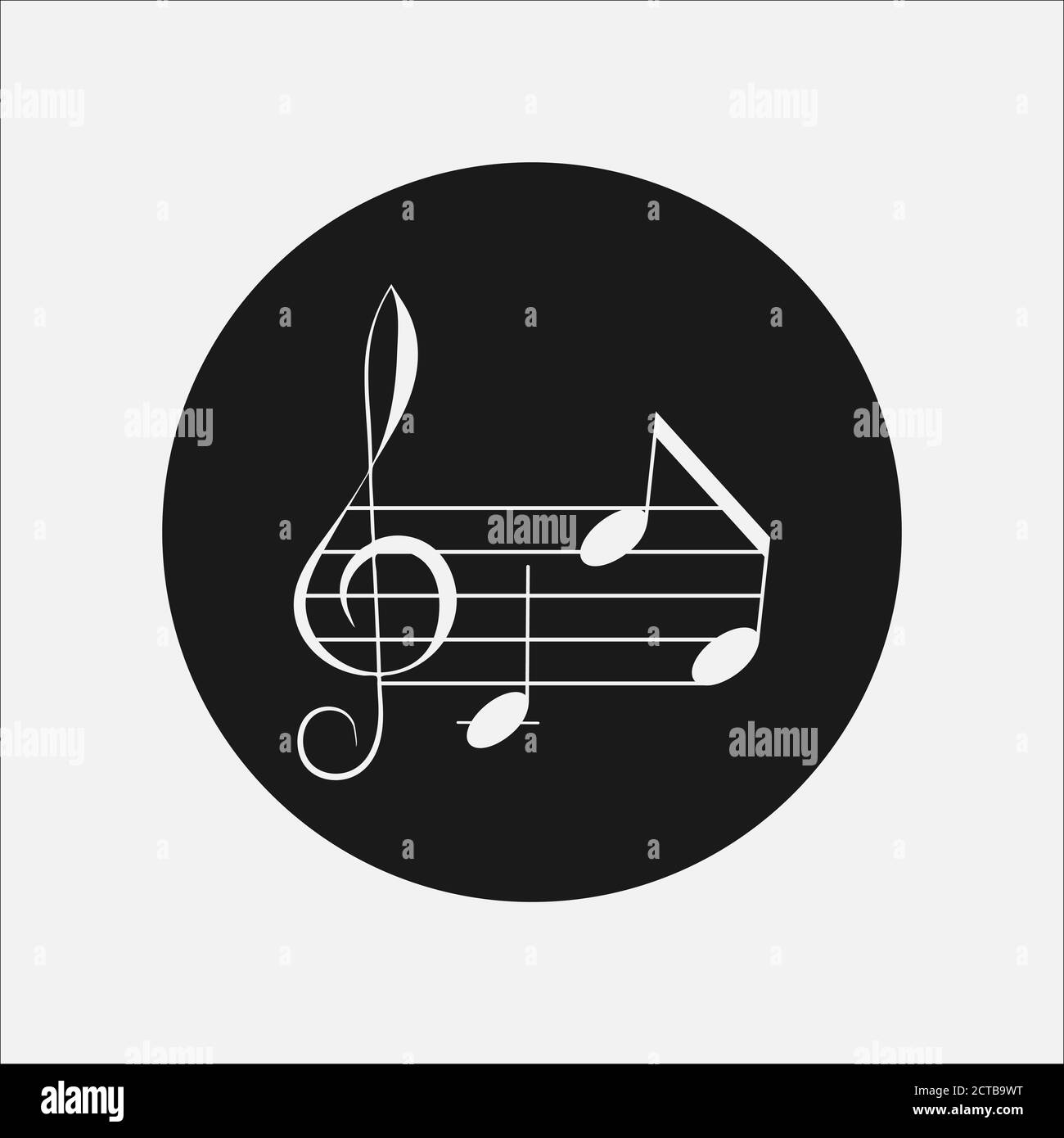 Icon symbol of Music notes on rounded black background Stock Vector ...
