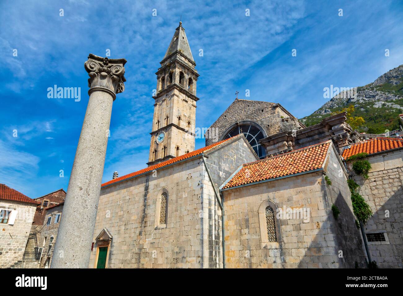 View of the Catholic Saint Nicholas church on the main square downtown ...