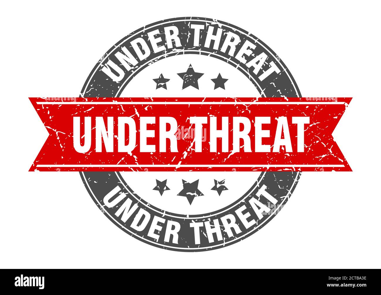 under threat round stamp with ribbon. sign. label Stock Vector Image ...