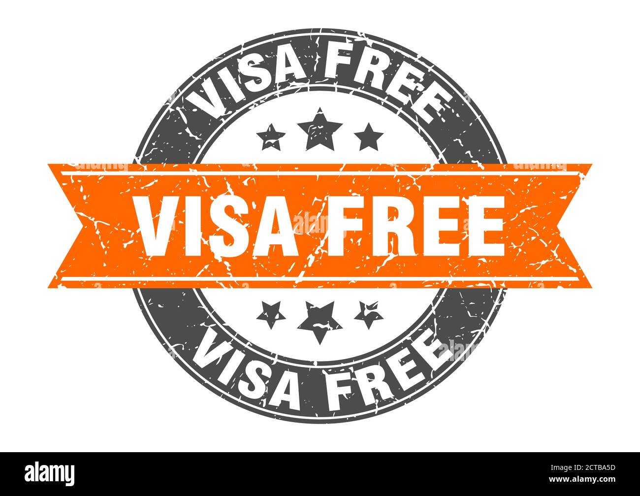 visa free round stamp with ribbon. sign. label Stock Vector Image & Art ...