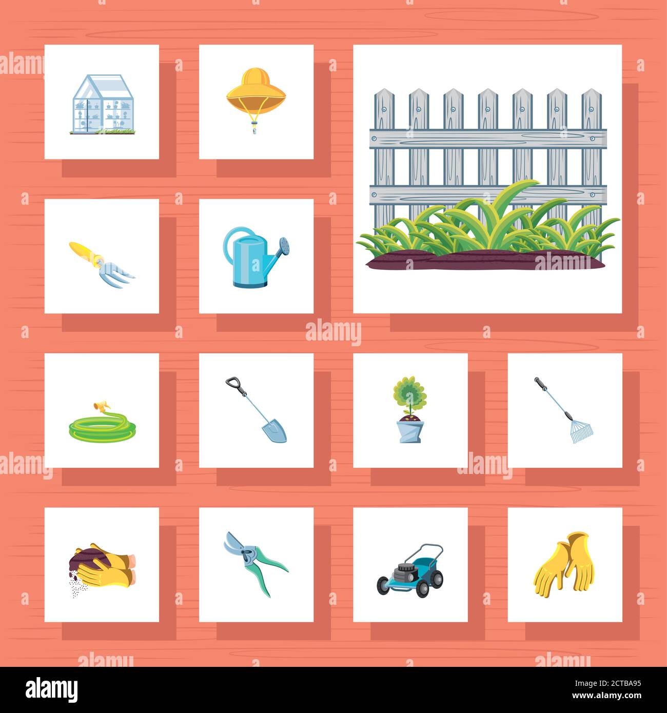 garden detailed style icons collection design, Gardening planting and ...