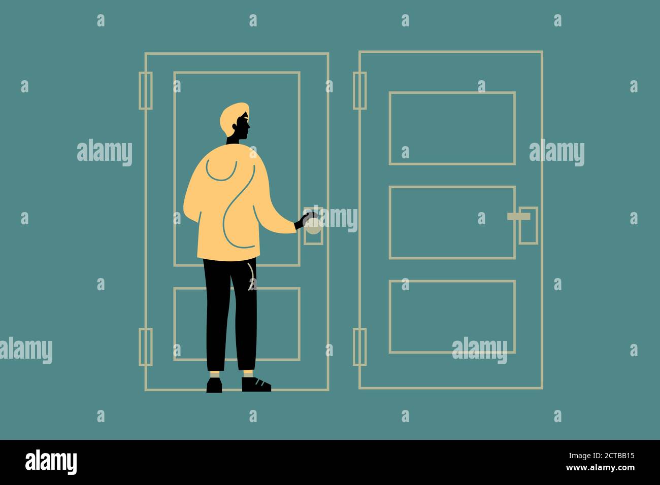 Cartoon illustration man closed mind hi-res stock photography and ...