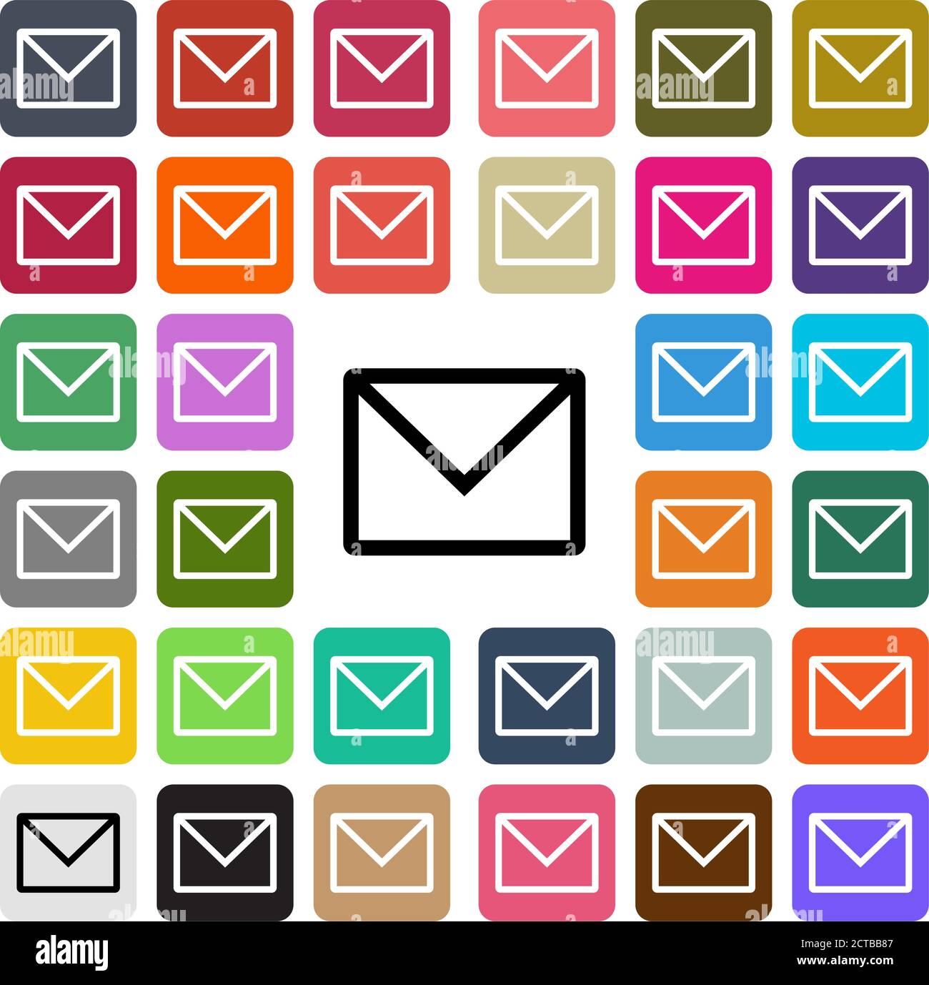 Vector modern email flat design icon set in button Stock Vector Image ...