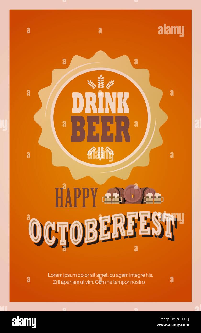 beer festival Oktoberfest party celebration concept lettering greeting ...