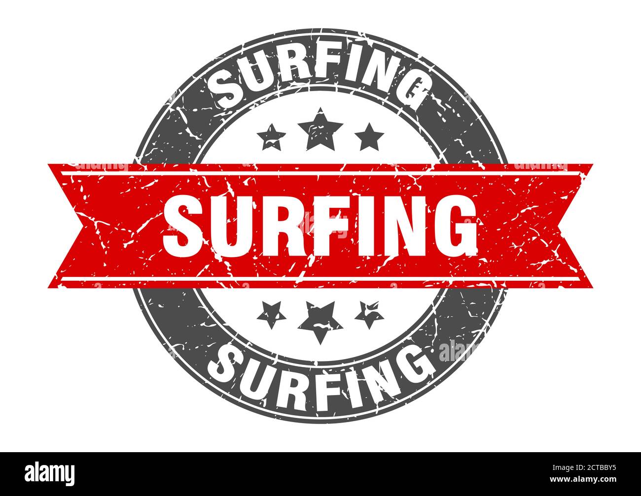 surfing round stamp with ribbon. sign. label Stock Vector Image & Art ...