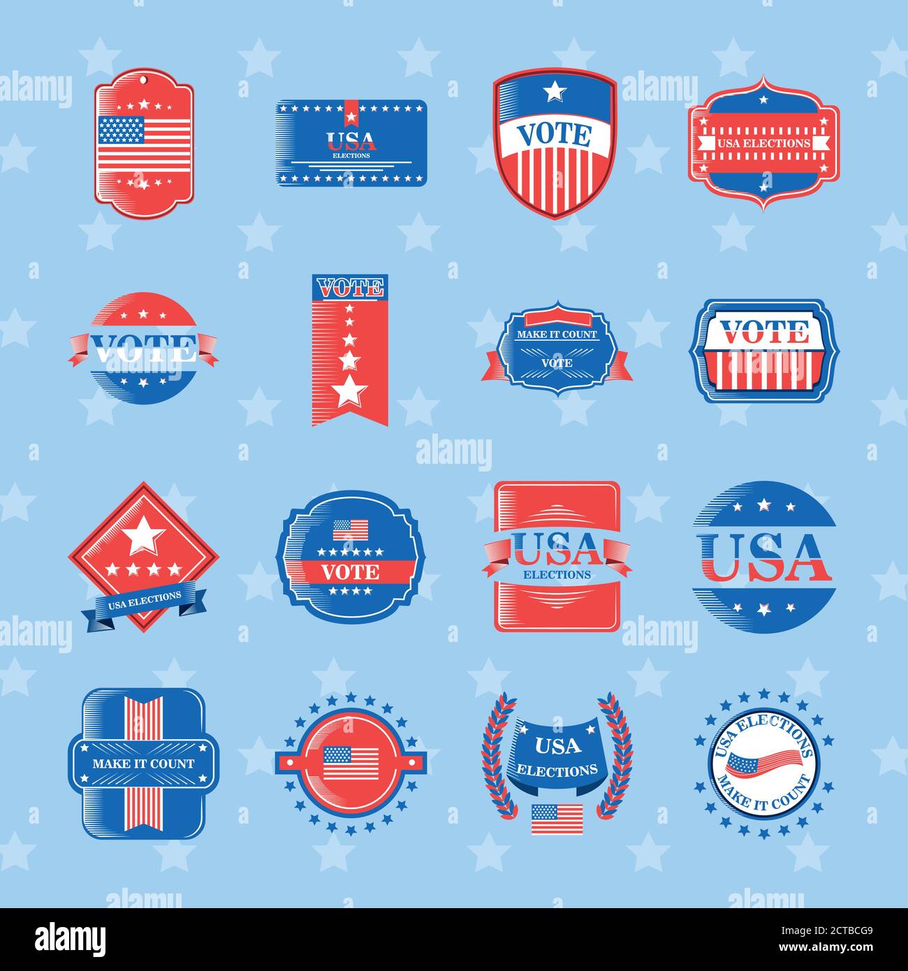usa elections and vote detailed style collection of icons design ...