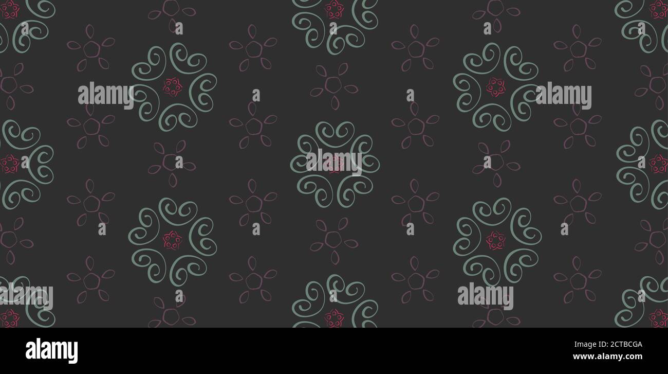 Seamless vector pattern with floral elements on a dark background Stock ...