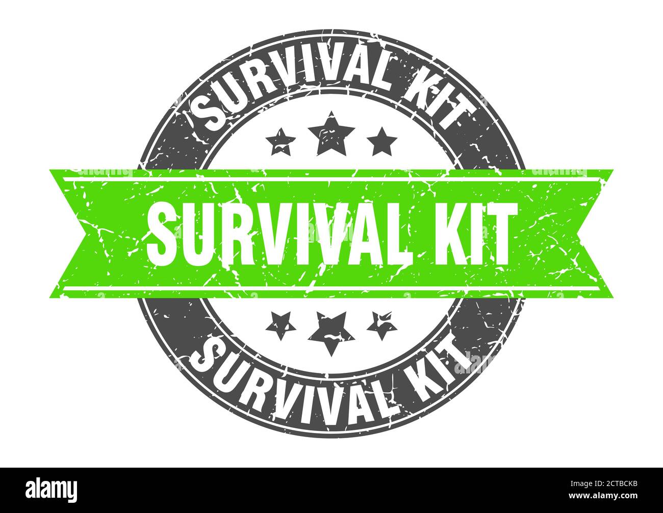 survival kit round stamp with ribbon. sign. label Stock Vector Image ...
