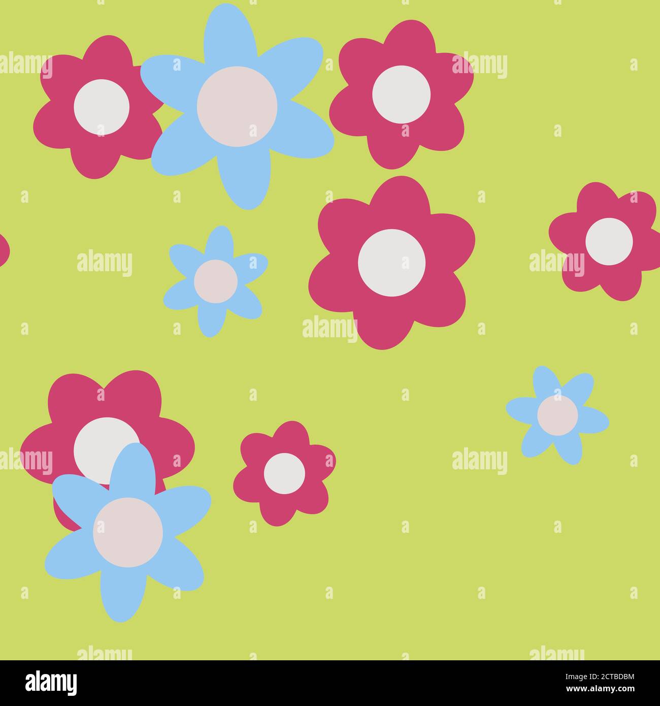 Cartoon Flowers Seamless Vector Pattern - Repeating ornament for ...