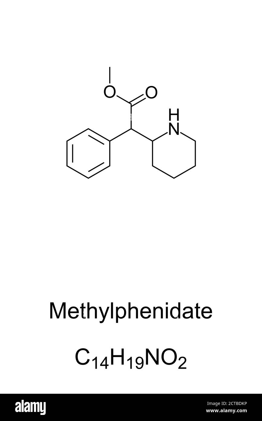 Methylphenidate, MP, chemical structure. Stimulant and medication, used ...