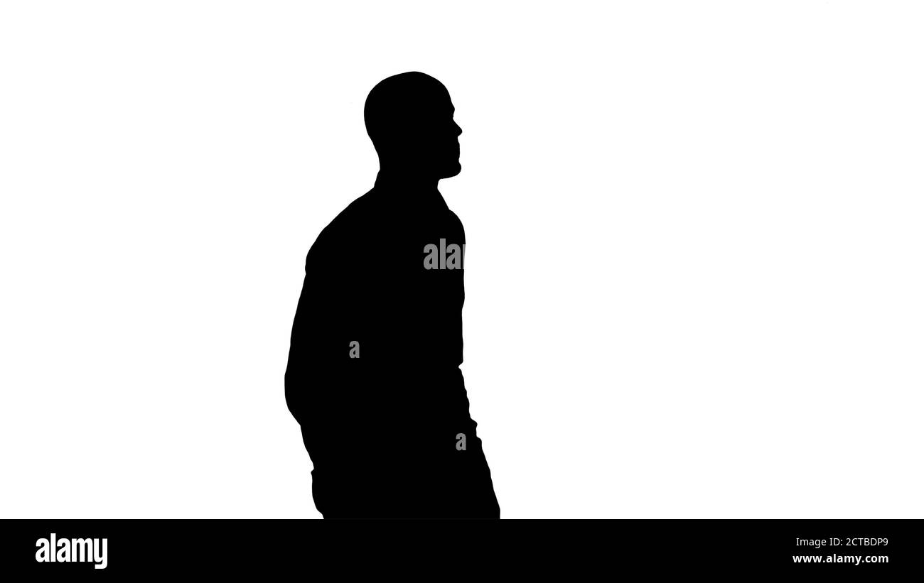 Man silhouette standing back full Black and White Stock Photos & Images ...