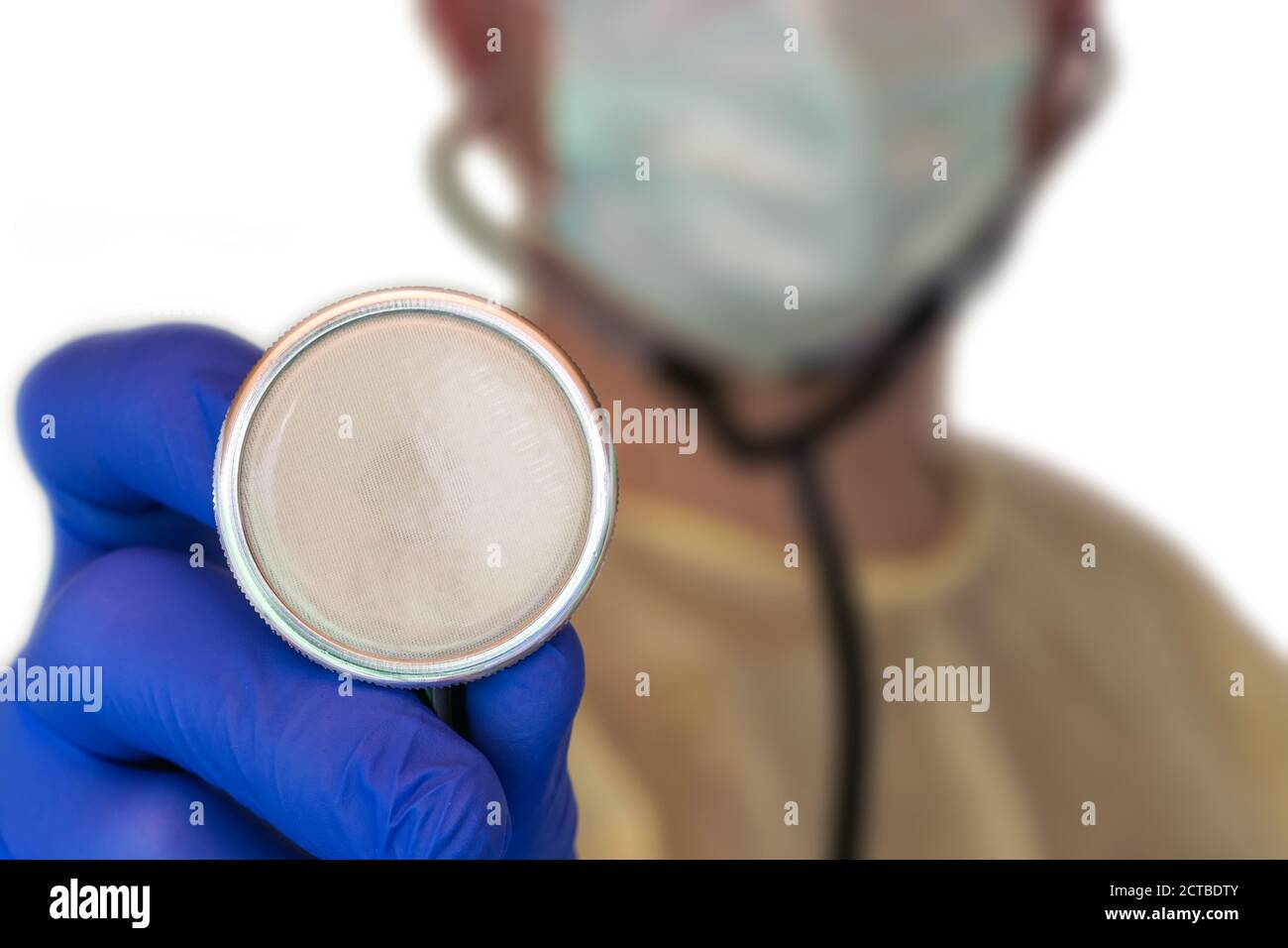 Doctor with stethoscope in front of white background Stock Photo - Alamy