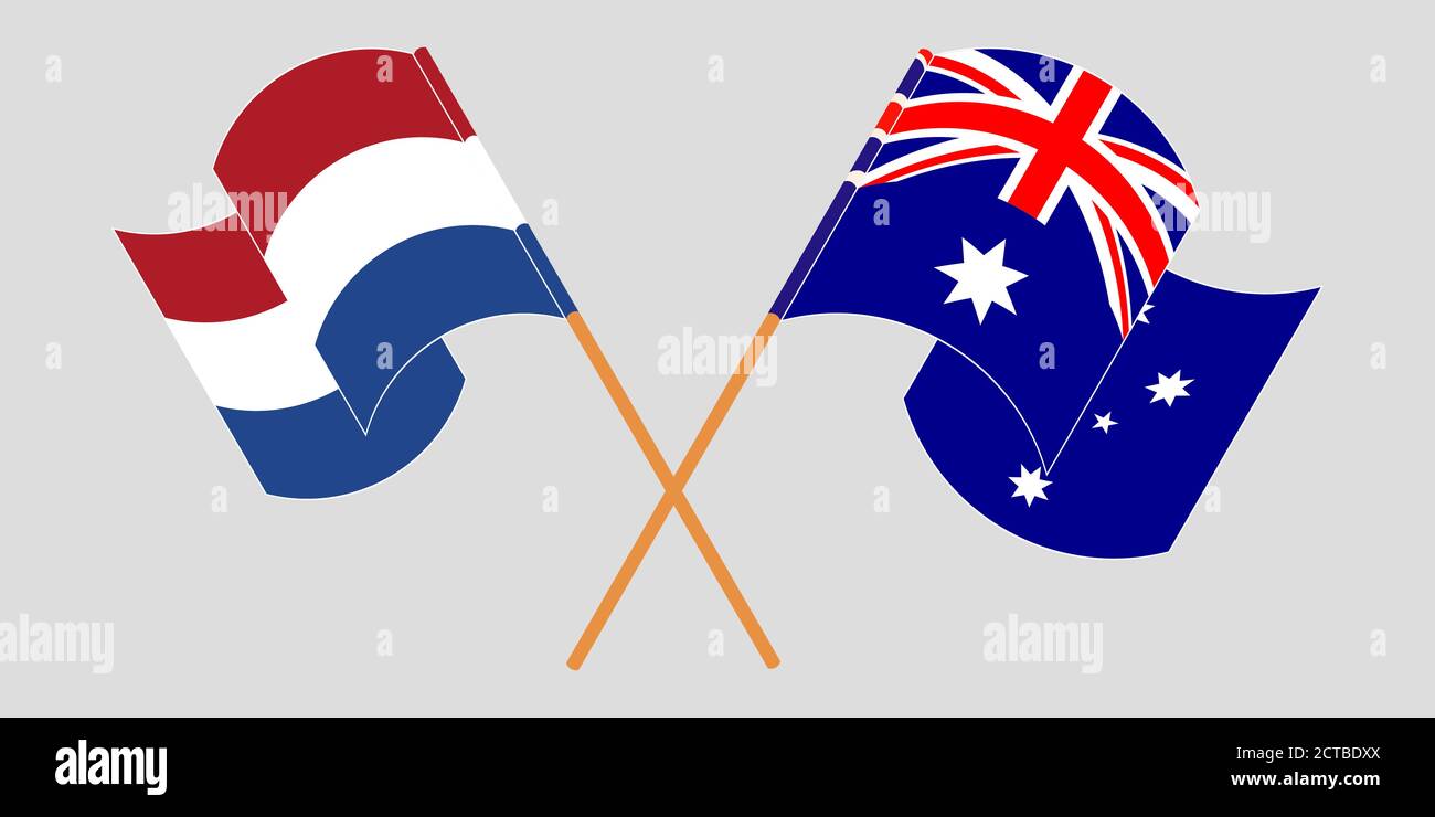 Crossed and waving flags of Australia and the Netherlands. Vector ...