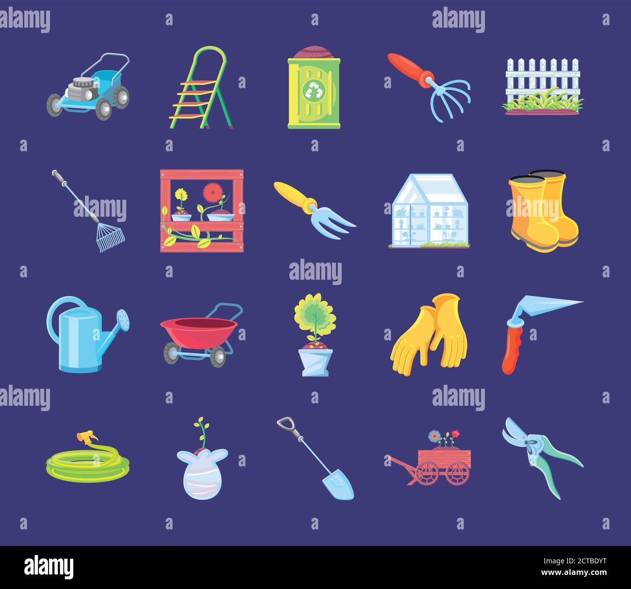 garden detailed style icons bundle design, Gardening planting and ...