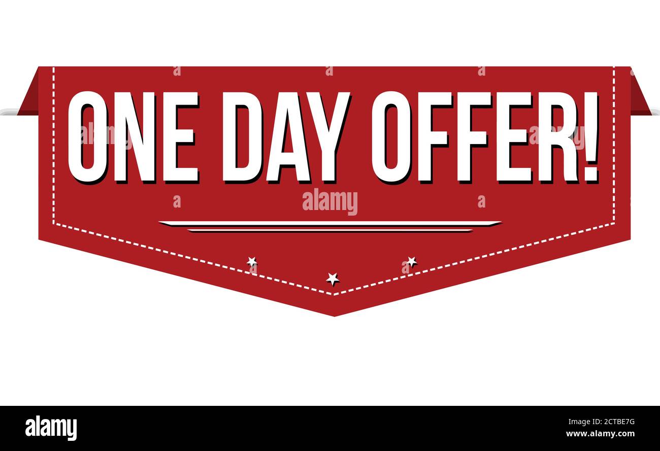 One day offer banner design on white background, vector illustration ...