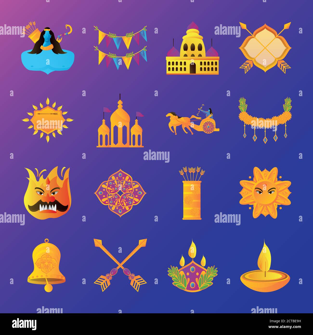 bundle of icons of the dussehra festival vector illustration design ...