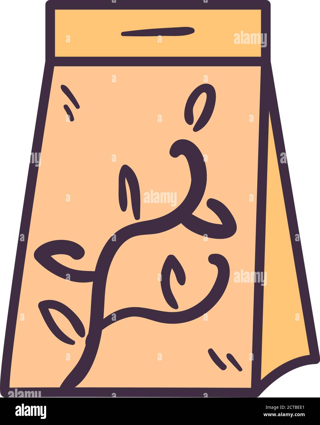 Tea bag line and fill style icon design, Time drink breakfast and ...