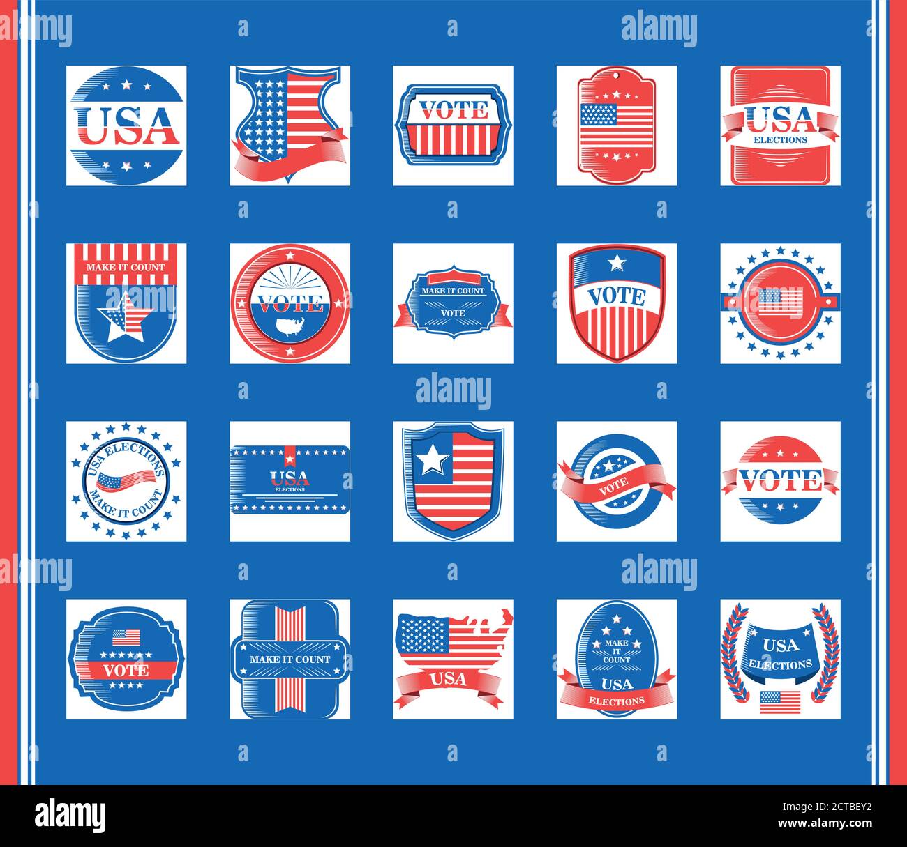 usa elections and vote detailed style bundle of icons design ...