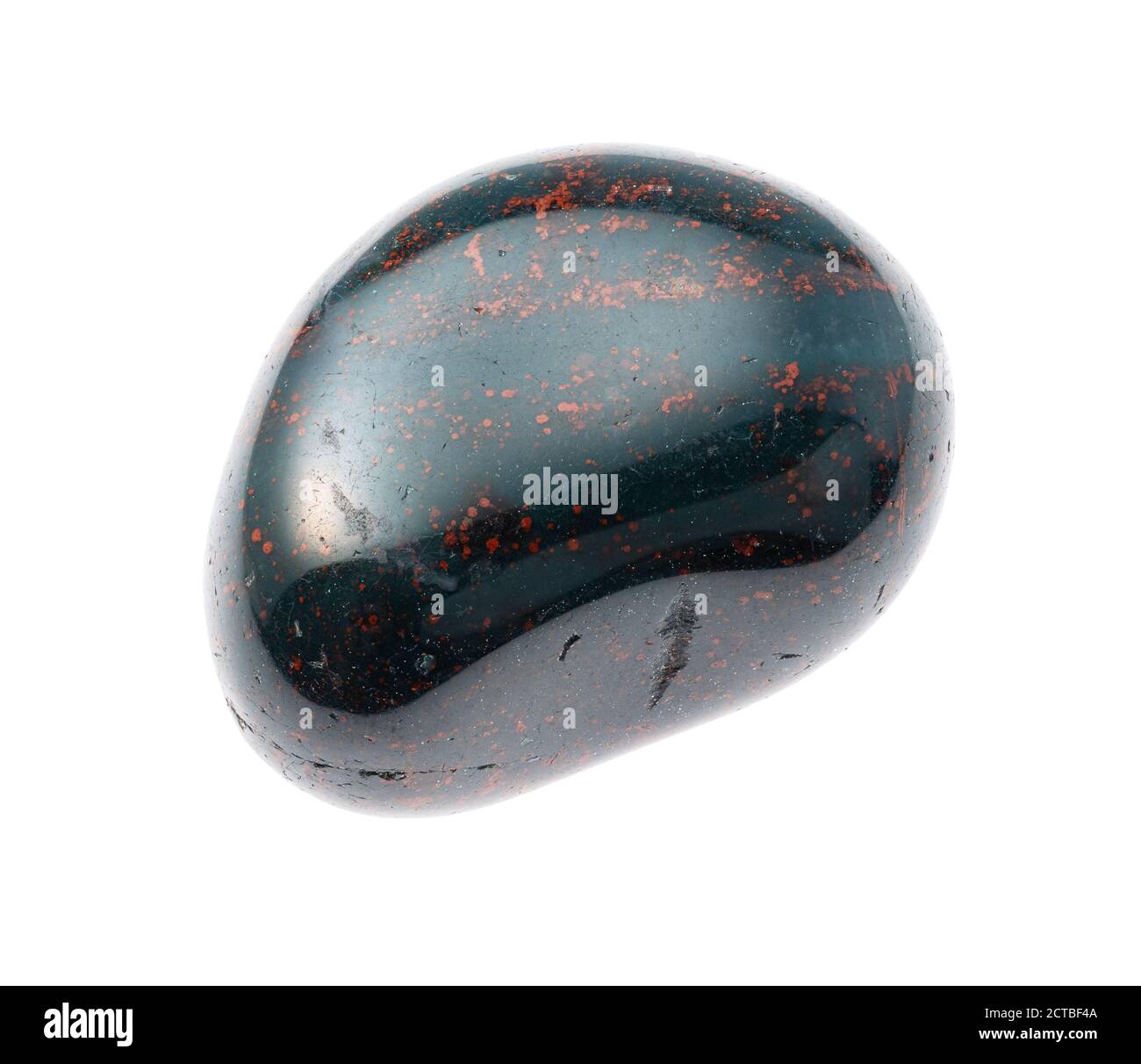 rolled Heliotrope (Bloodstone) gemstone cutout on white background ...