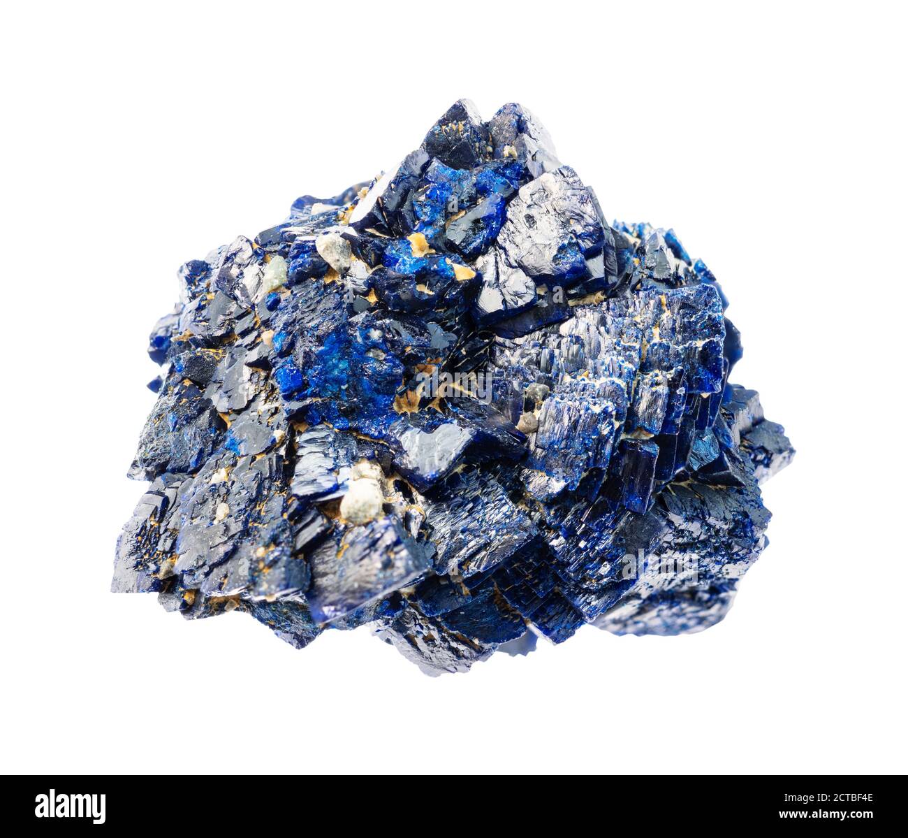 unpolished Azurite mineral crystals cutout on white background Stock ...