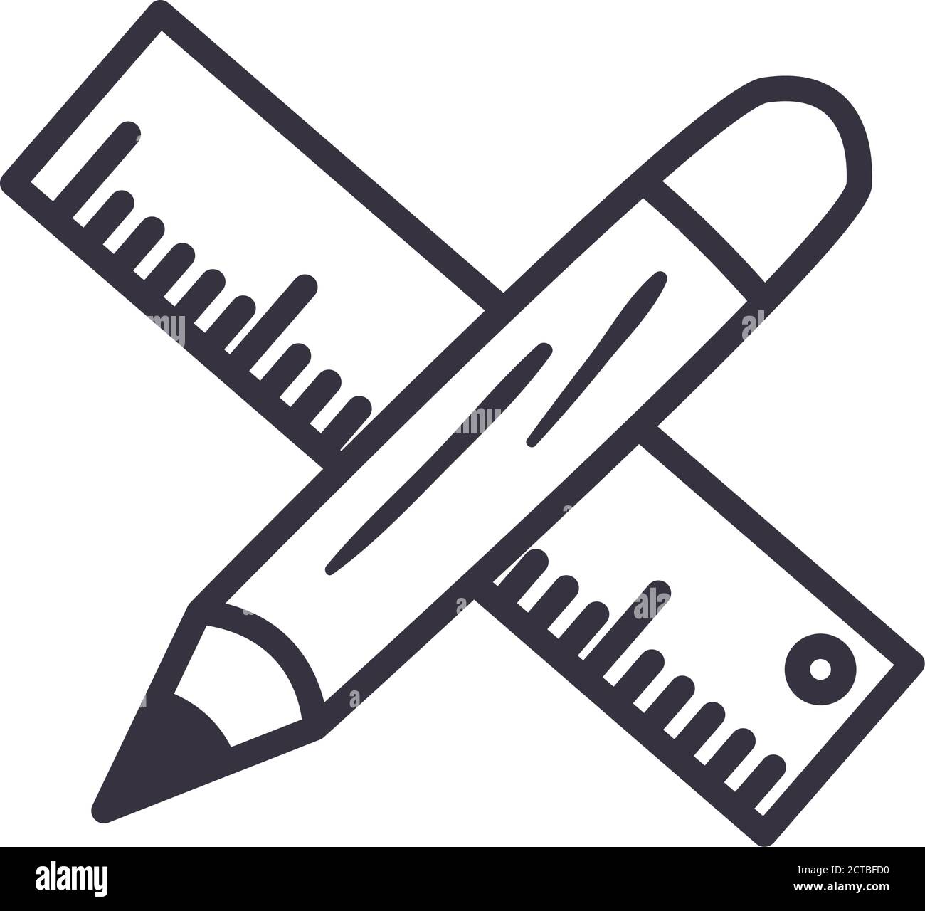 Ruler and pencil line style icon design, Instrument tool work ...