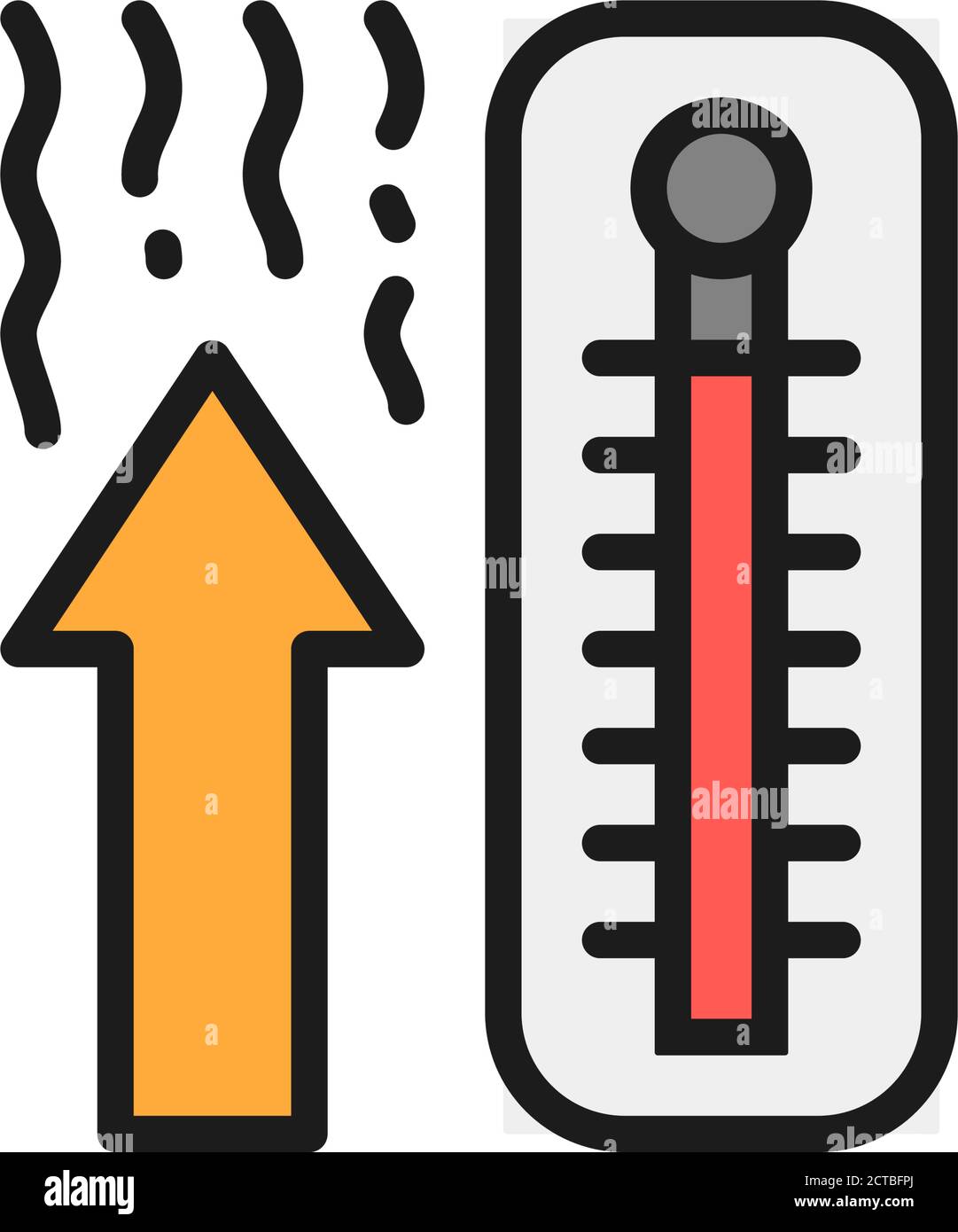 Thermometer, temperature rise flat color line icon Stock Vector Image ...