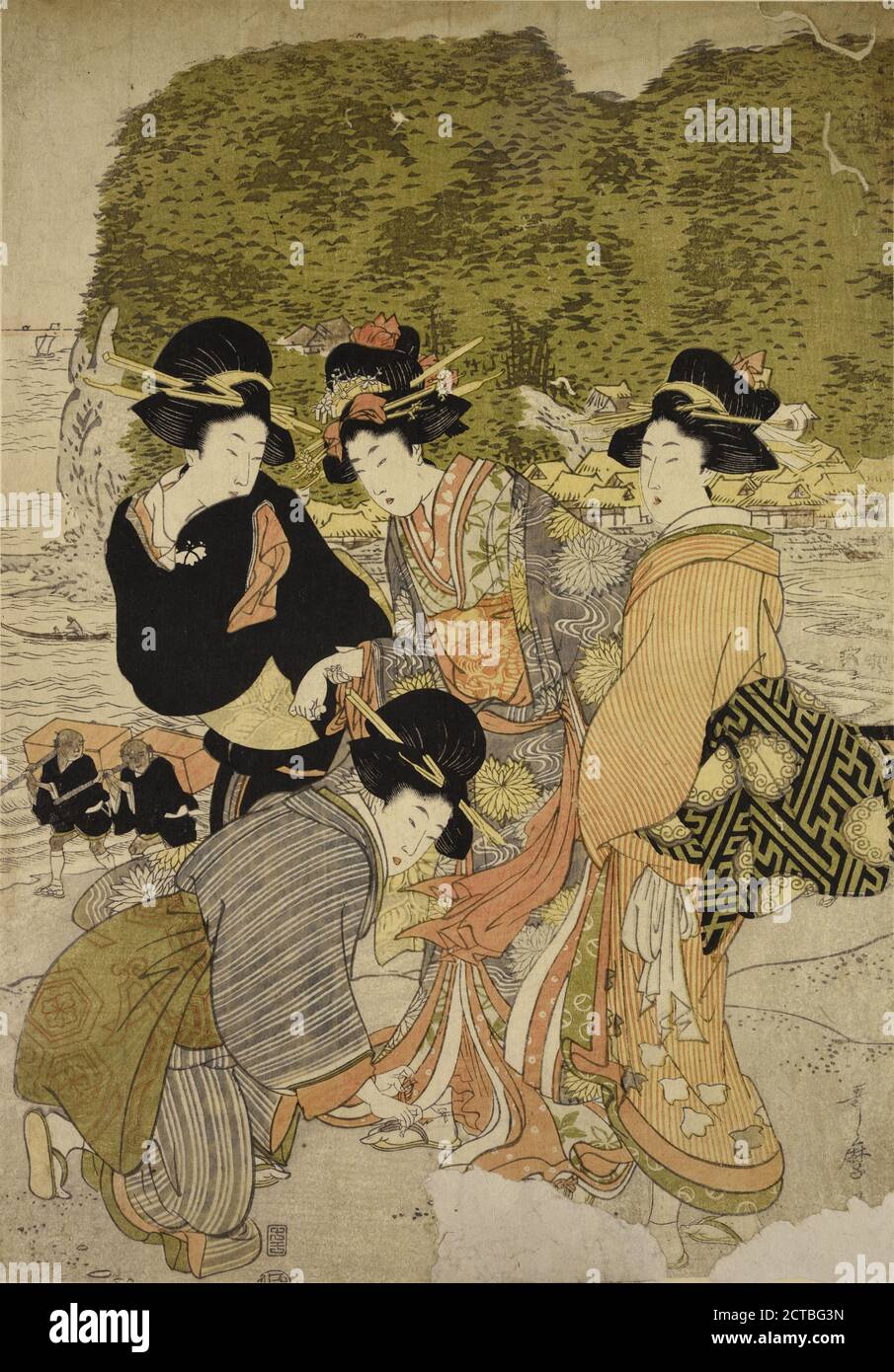 Women on the sea shore opposite Enoshima, still image, Prints, 1804 ...