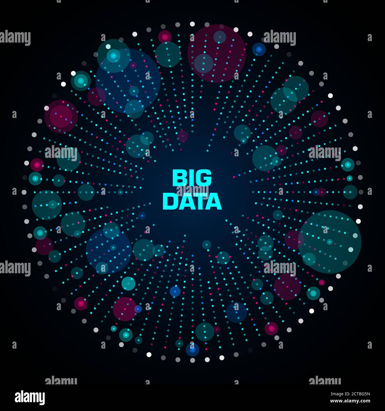 Big data visualization. Circular infographic with copy space in center ...