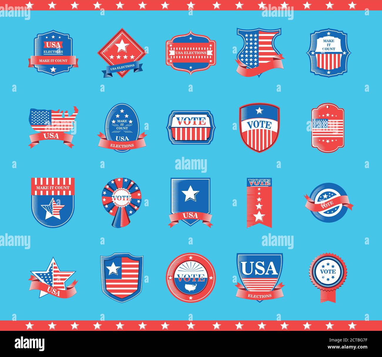 usa elections and vote detailed style icons bundle design, presidents ...