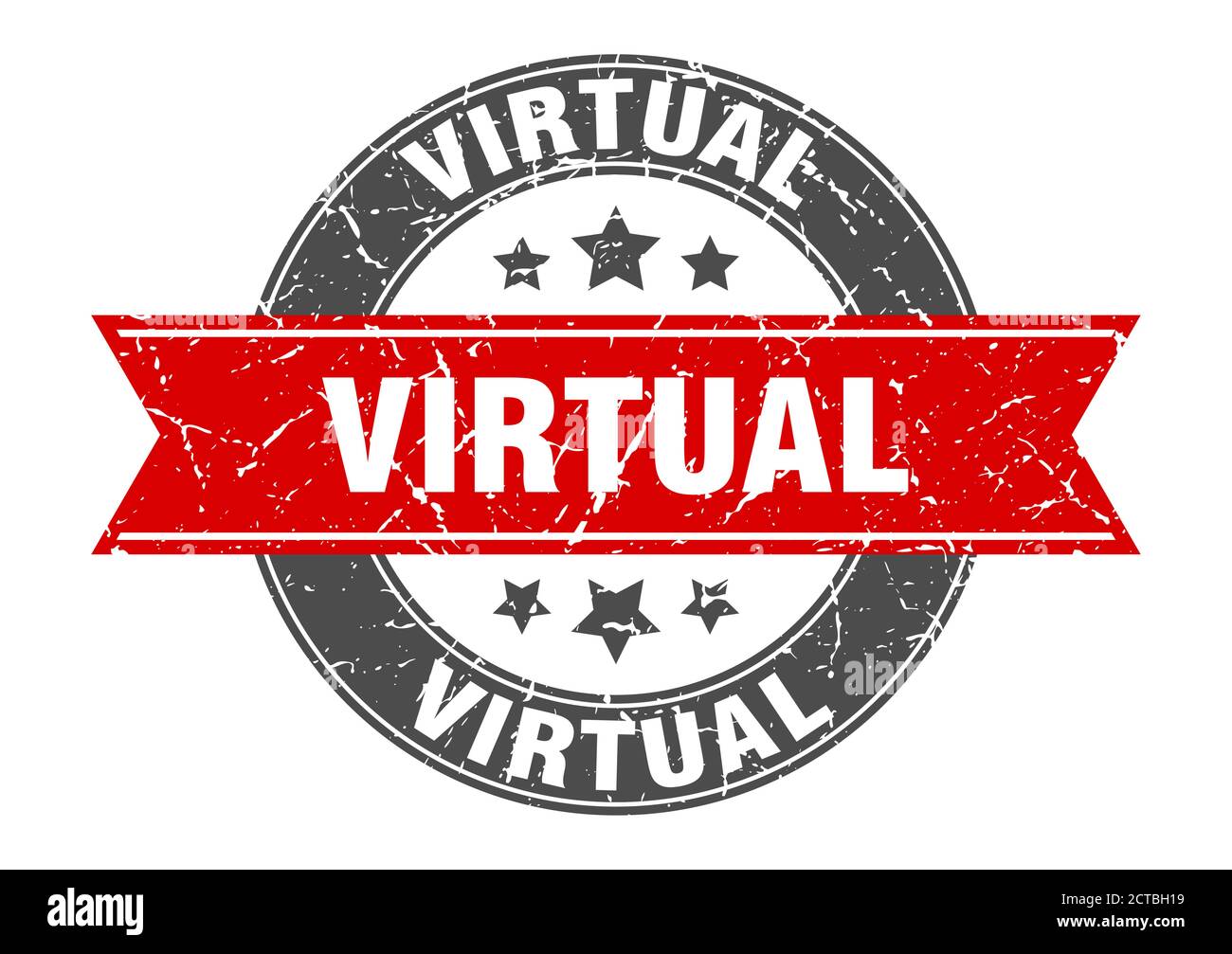 virtual round stamp with ribbon. sign. label Stock Vector Image & Art ...