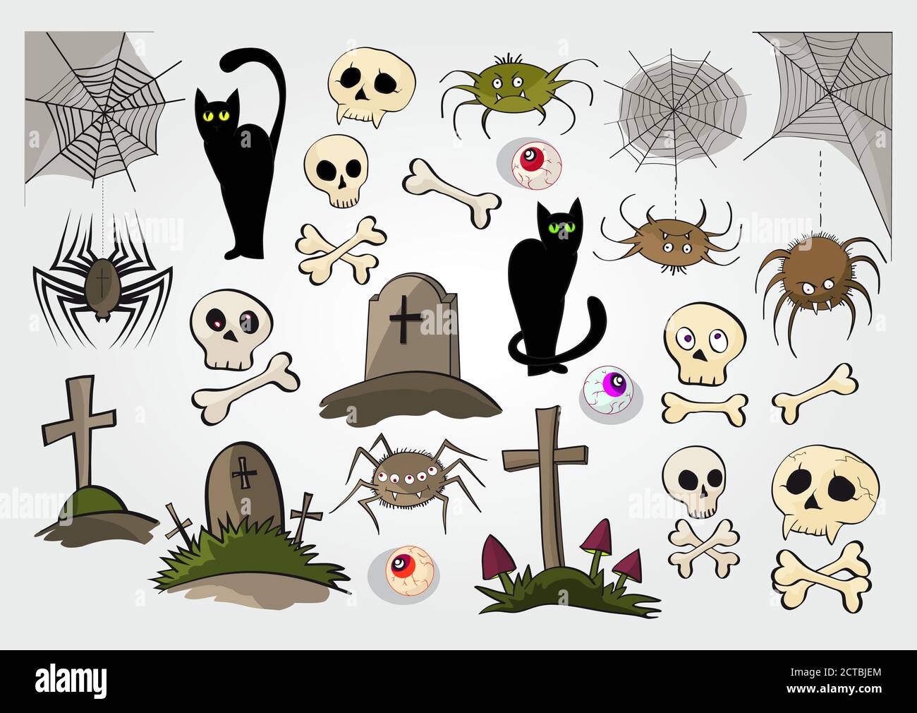 Vector set of Halloween objects for design, elements and creatures ...