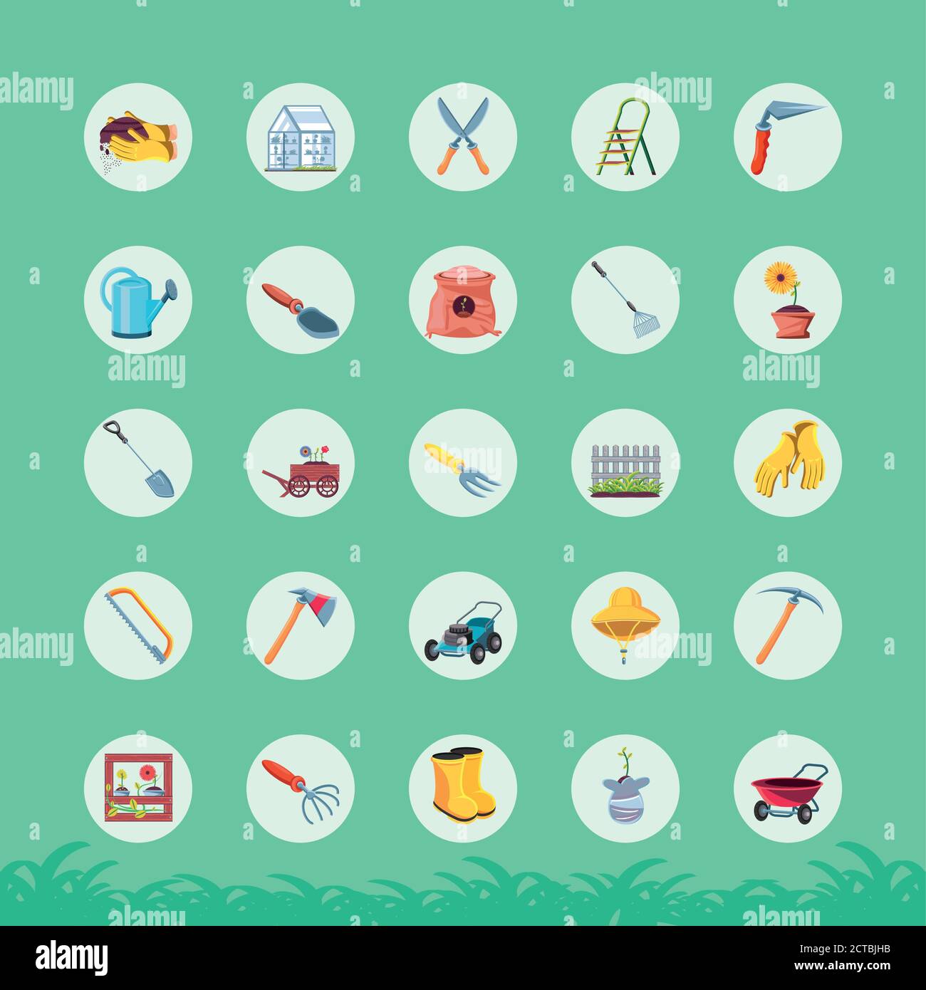 garden detailed style icons group design, Gardening planting and nature ...